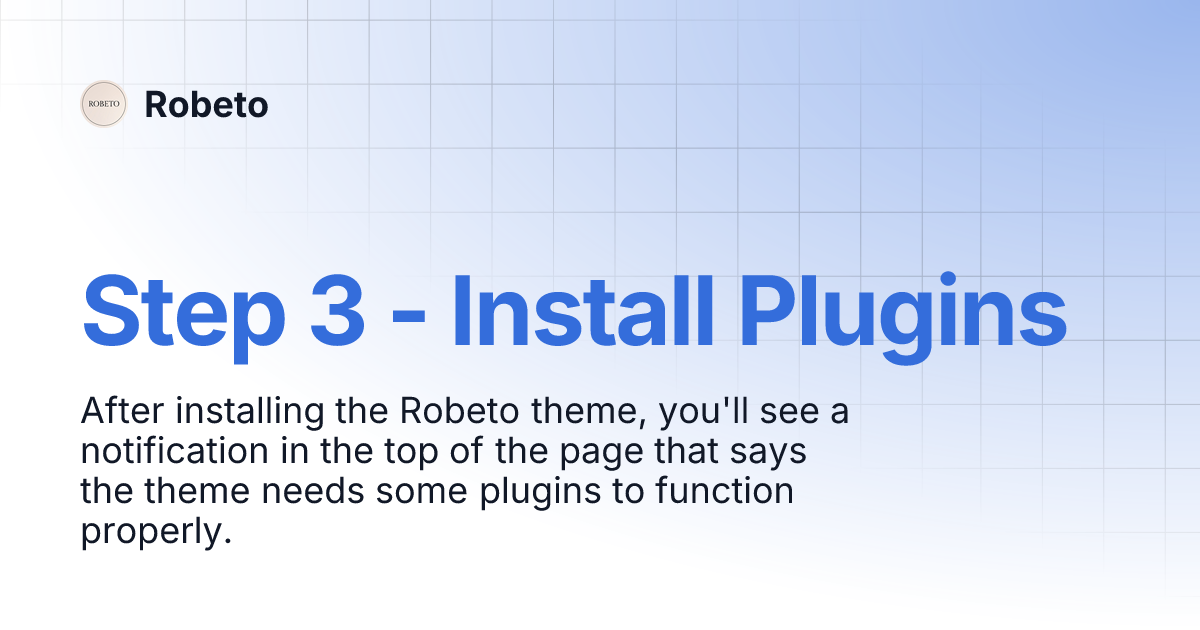 Step 3 - Install Plugins | Robeto
